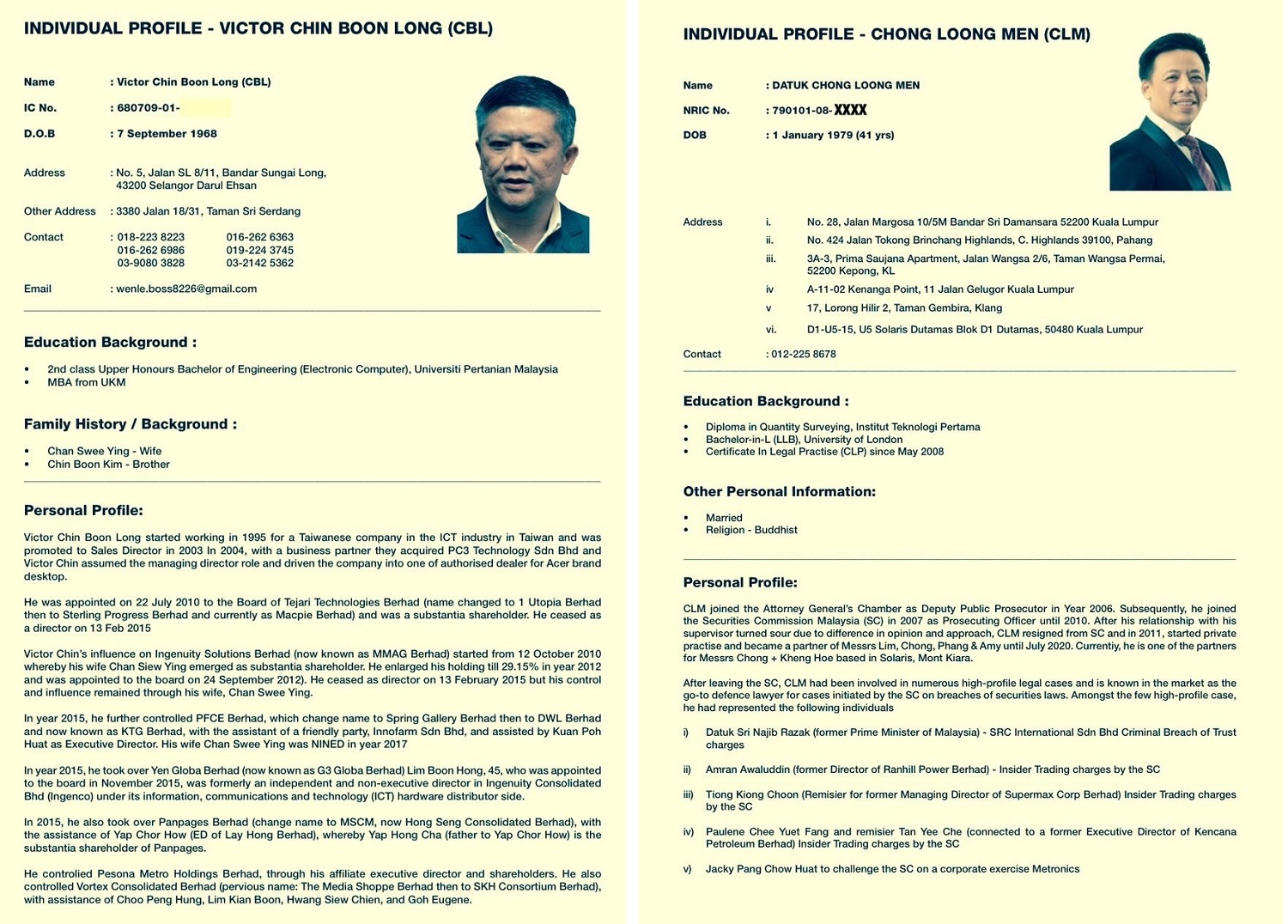 Dino, Brian lapor polis ugutan Mafia Korporat Chong Loong Men, Leong ...