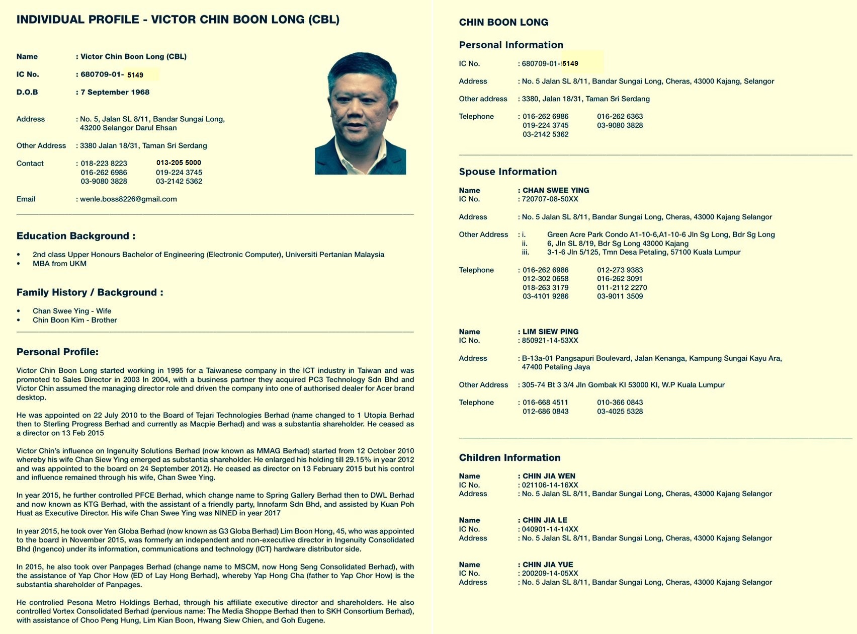 LHDN dan Suruhanjaya Sekuriti Siasat Akaun Mafia Korporat Victor Chin ...