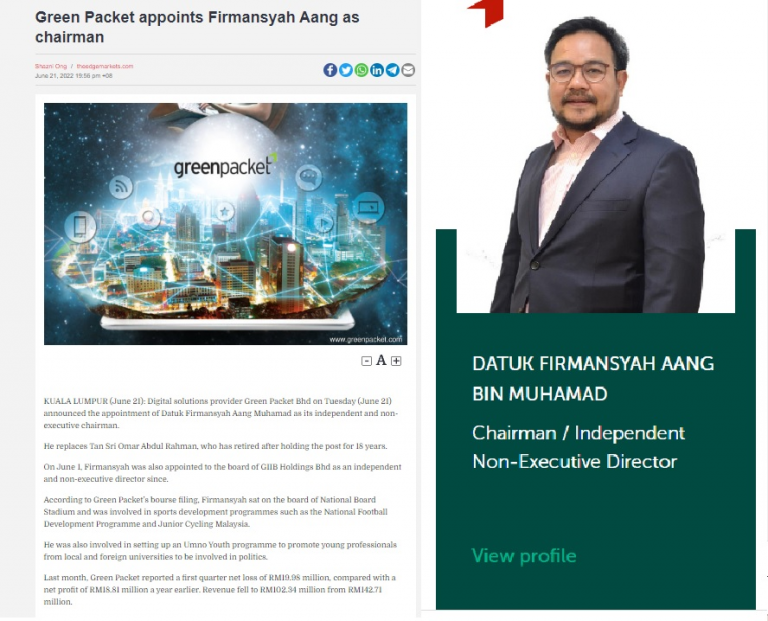 Orang kanan KJ letak jawatan Pengerusi Green Packet, bersekongkol Mafia ...