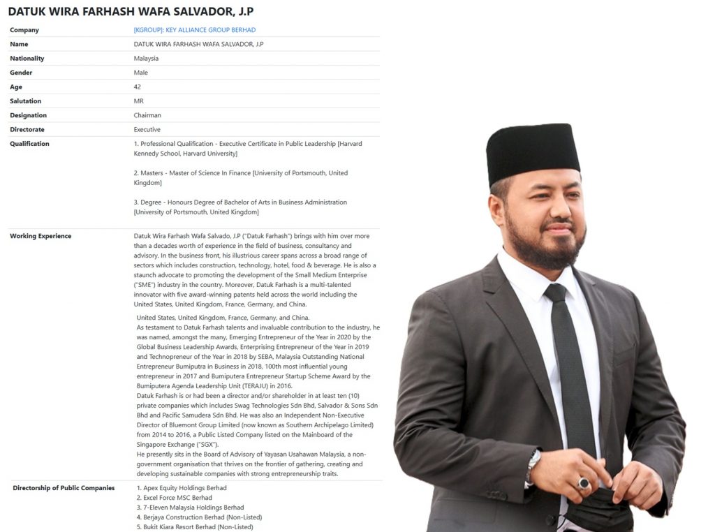 Farhash Wafa Salvador dilantik Pengerusi baharu Key Alliance Group Bhd syarikat dikuasai ahli ...